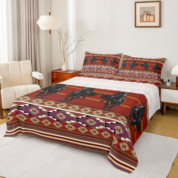 Feelyou Western Boho Aztec Full Size Sheets, Cowgirl Cowboy Bed Sheets ...