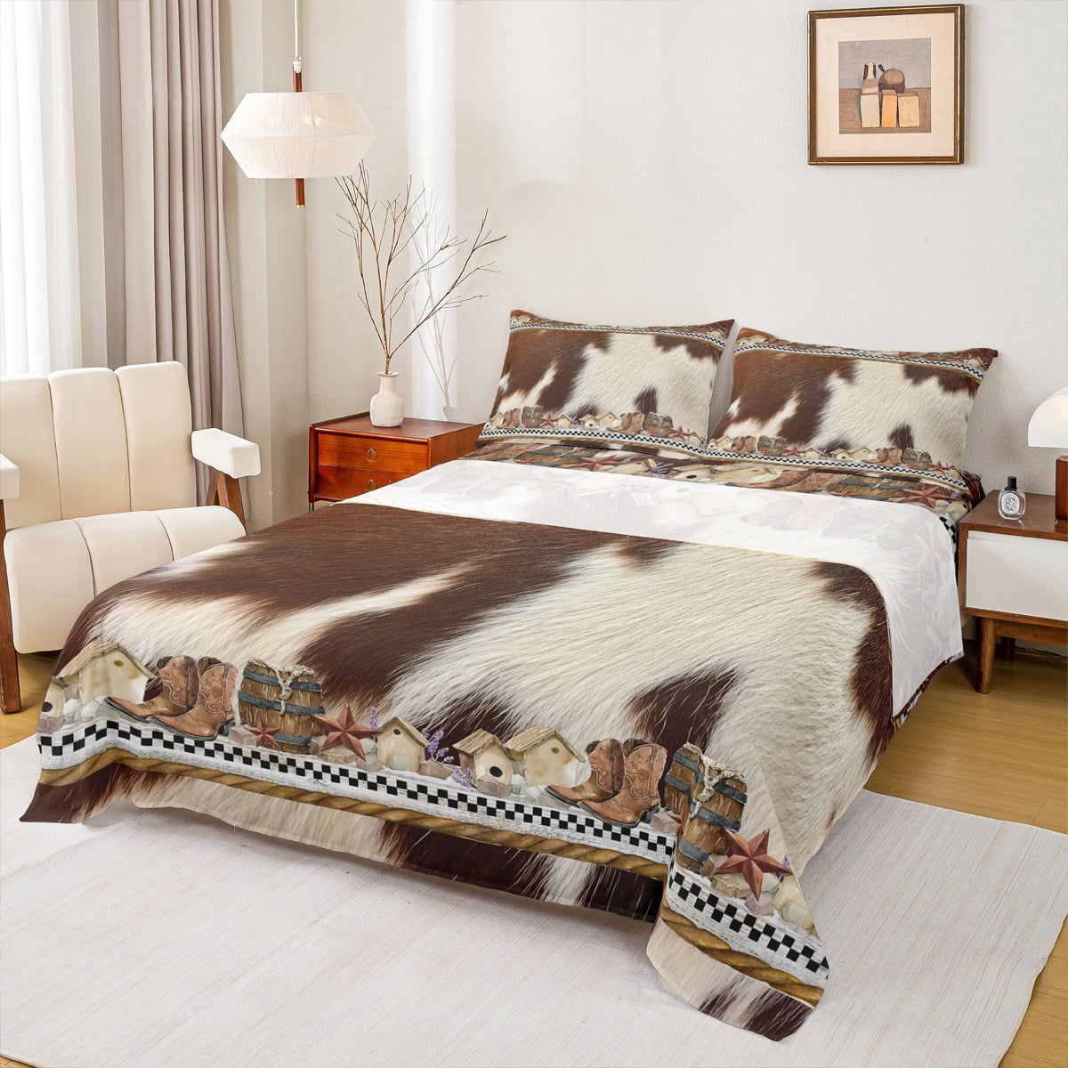 Feelyou Western Cow Print Bed Sheets, Tribal Cowgirl Cowboy King Sheets ...