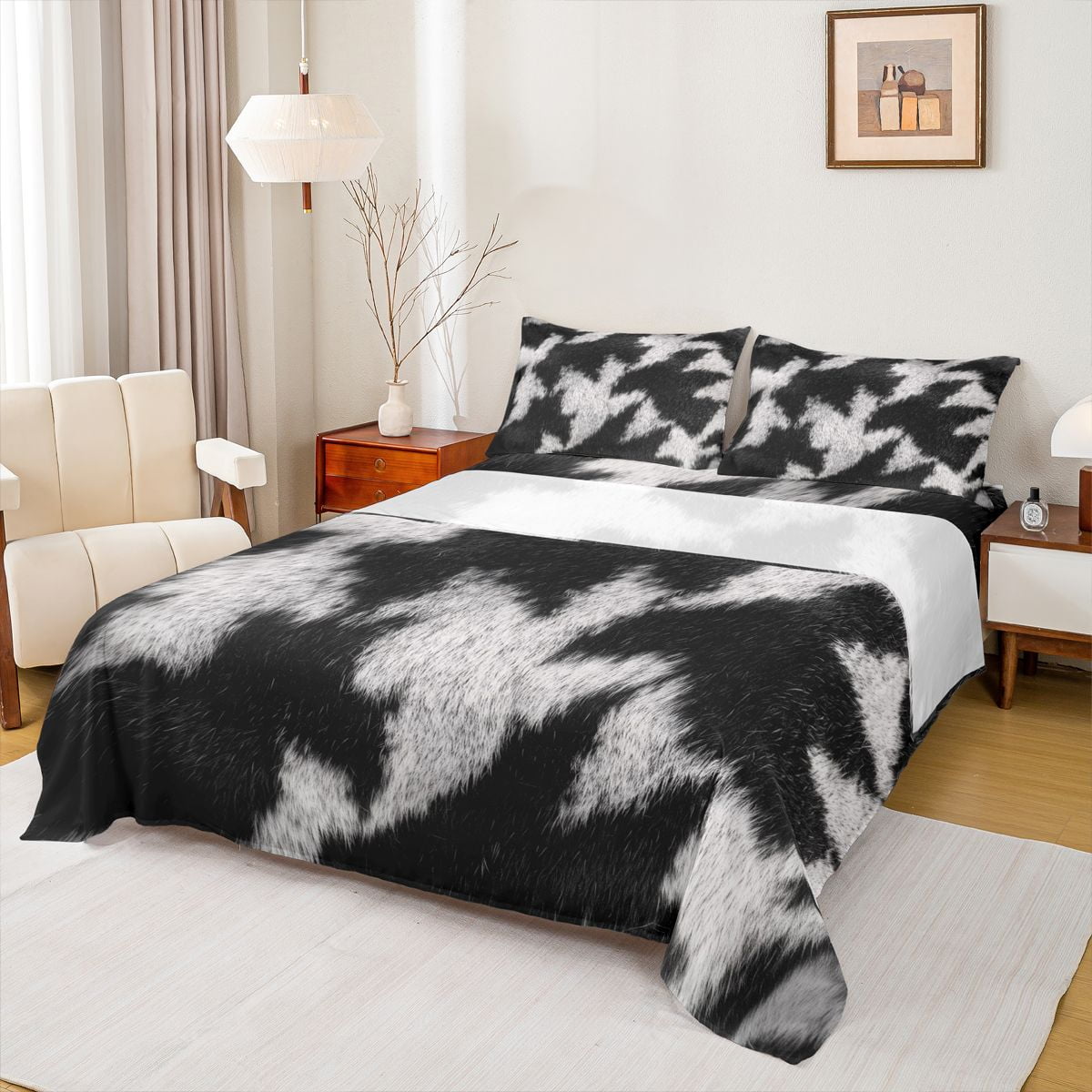 Feelyou Western Cow Print Twin Sheet Sets, Modern Fashion Bedding, 3pcs ...