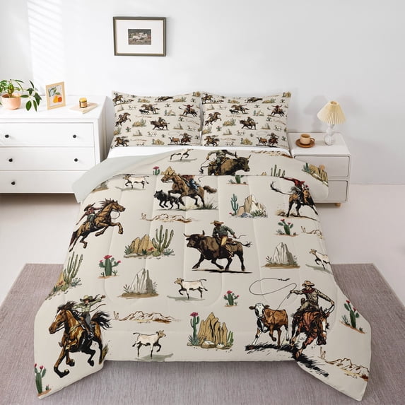 Feelyou Western Cowboy Cowgirl Bedding Comforter Set, Hippie Cactus ...