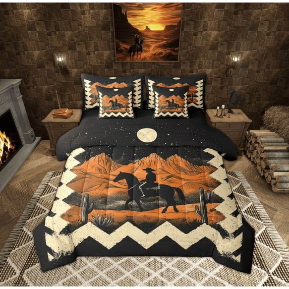 Feelyou Western Cowgirl Cowboy Bedding Comforter Set 7pcs, Mystic ...