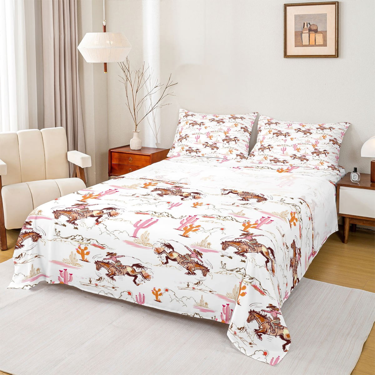 Feelyou Western Cowgirl Cowboy Full Size Sheets, Tribal Hippie Horse ...