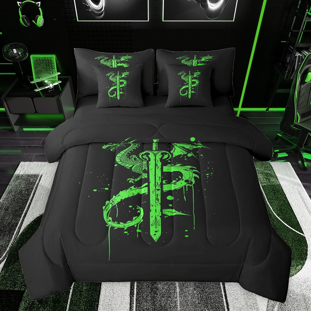 Feelyou Western Magic Animal Bedding Comforter Set 7pcs for Kids, Green ...