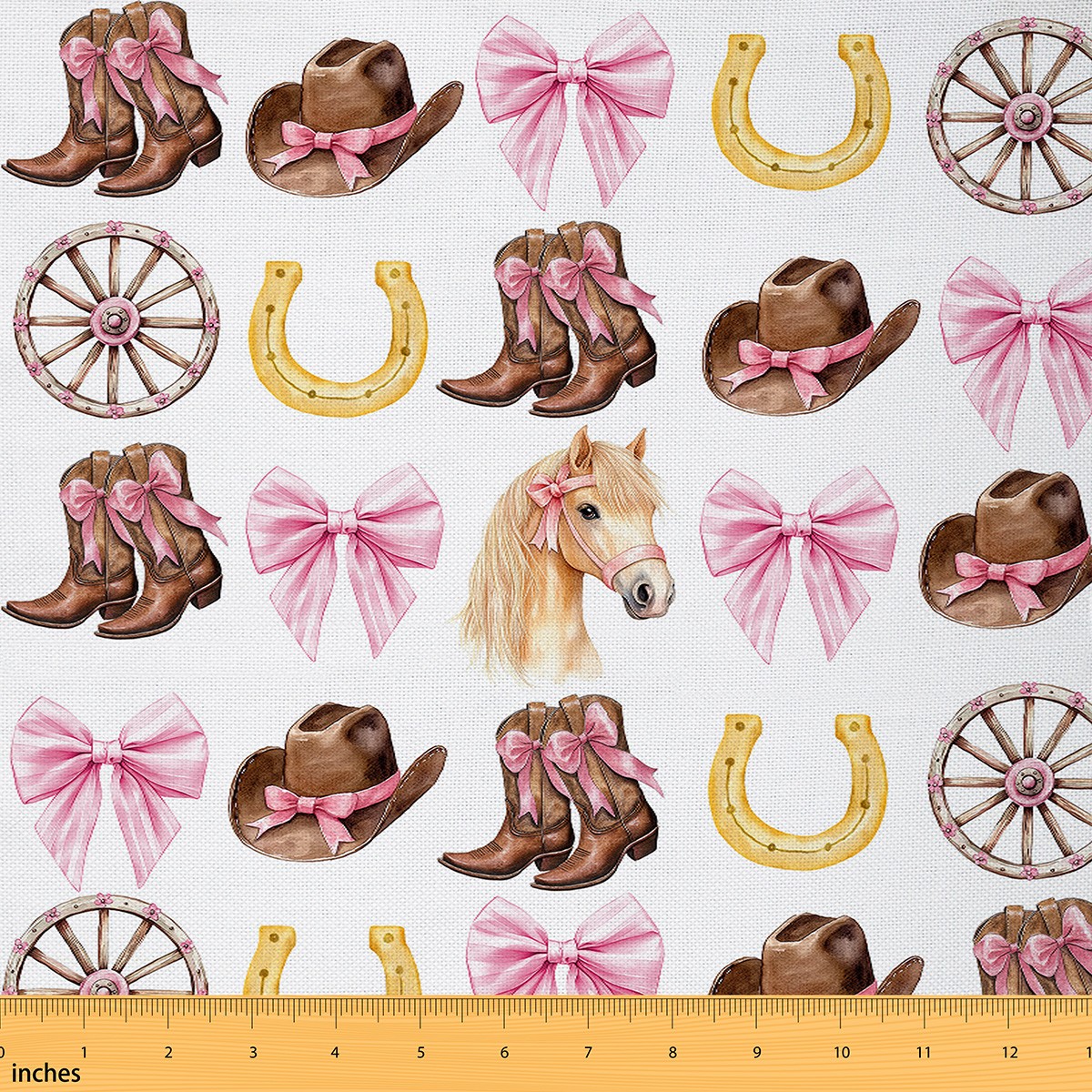 Feelyou Western Princess Boot Fabric by the Yard 1 Yard, Cowgirl Cowboy ...