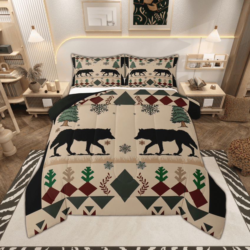 Feelyou Wild Wolf King Size Comforter Sets, Vintage Aztec Geometry ...