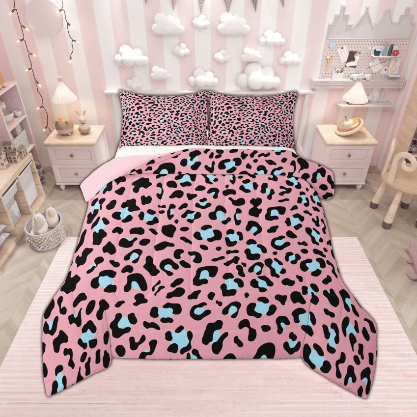 Feelyou Wildlife Print King Size Comforter Sets, Pink Girl Bedding ...
