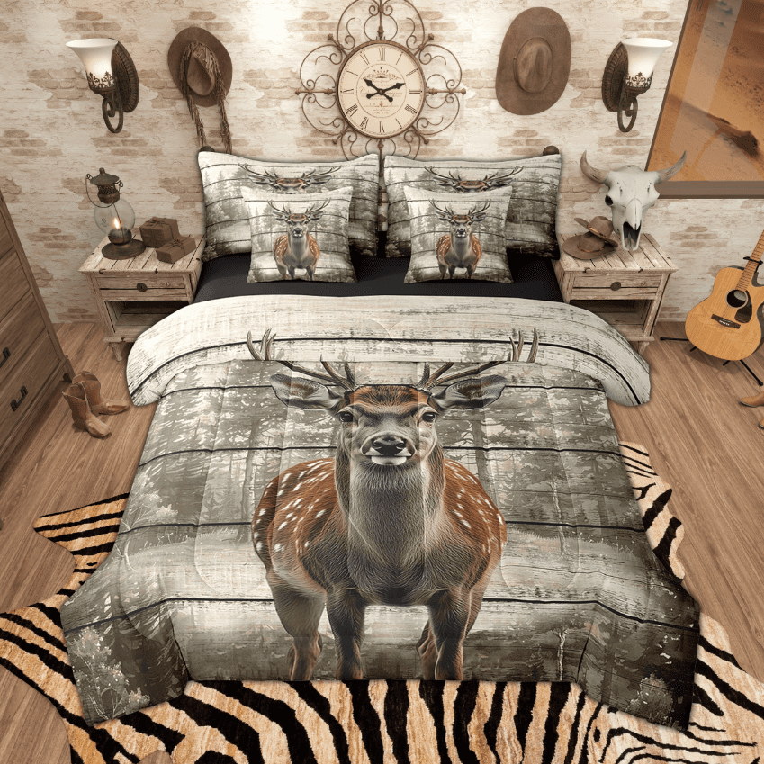 Feelyou Woodland Deer Bedding Comforter Set 7 Pieces, Jungle Wildlife ...