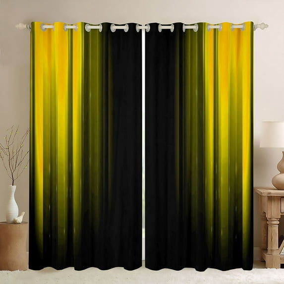 Feelyou Yellow Stripes Blackout Curtains Set of 2 (52x84 Each ...