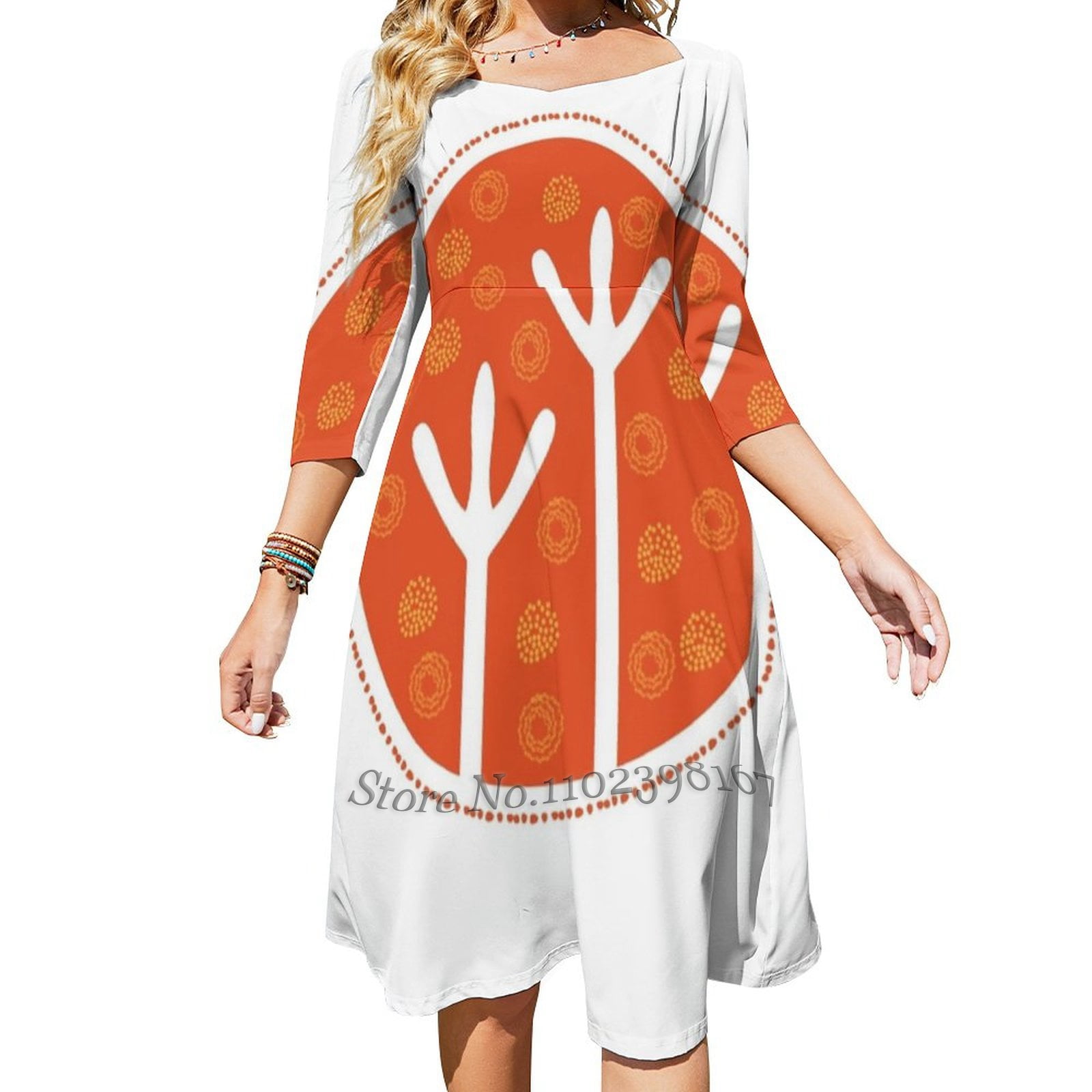 Feet Australian Aboriginal Style Square Neck Dress Sweet Summer Dress ...