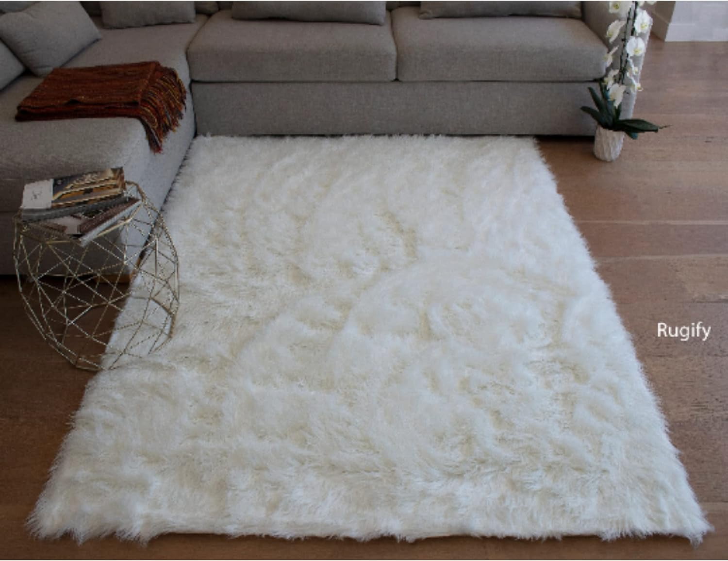 Feet Pure White Color Solid Plush Pile Faux Fur Rug Sheepskin Area Rug ...