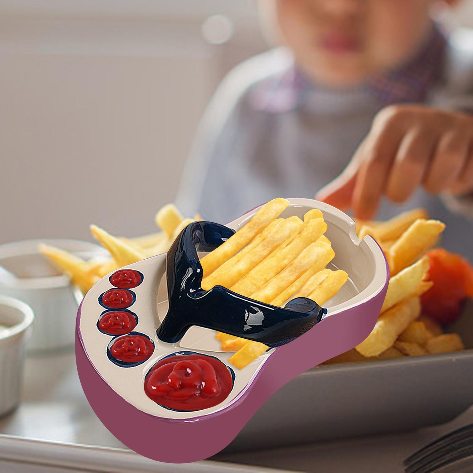 Feet Shaped French Fries Plate Ceramic Bowl Serving Dish Holder Ketchup ...