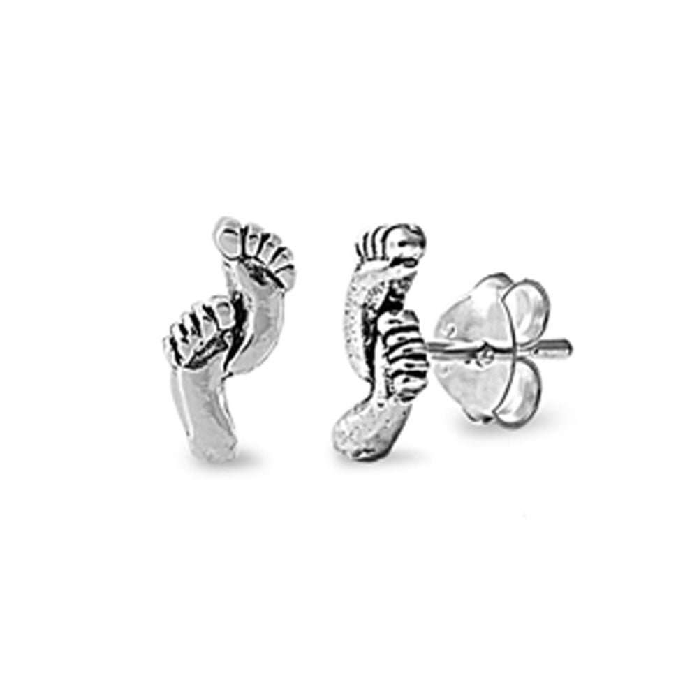 Feet Stud Earrings .925 Sterling Silver Jewelry Female Unisex - Walmart.com