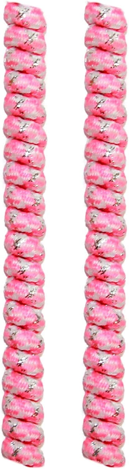 FeetPeople Curly Shoe Laces, 1 Pair 6 inches Glitter - White/Pink With ...