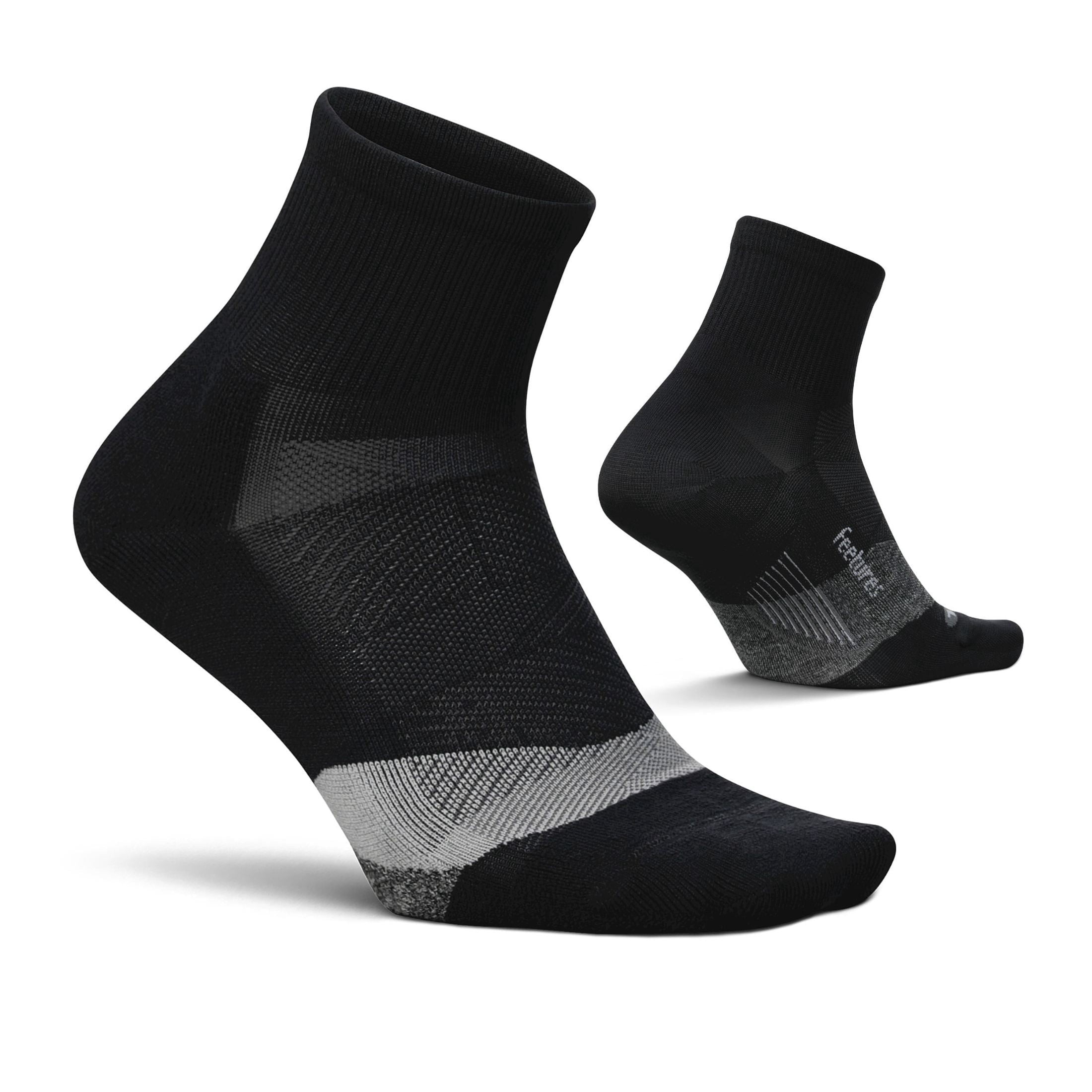 Feetures! Light Cushion Quarter Sport Socks, Black L, Targeted ...