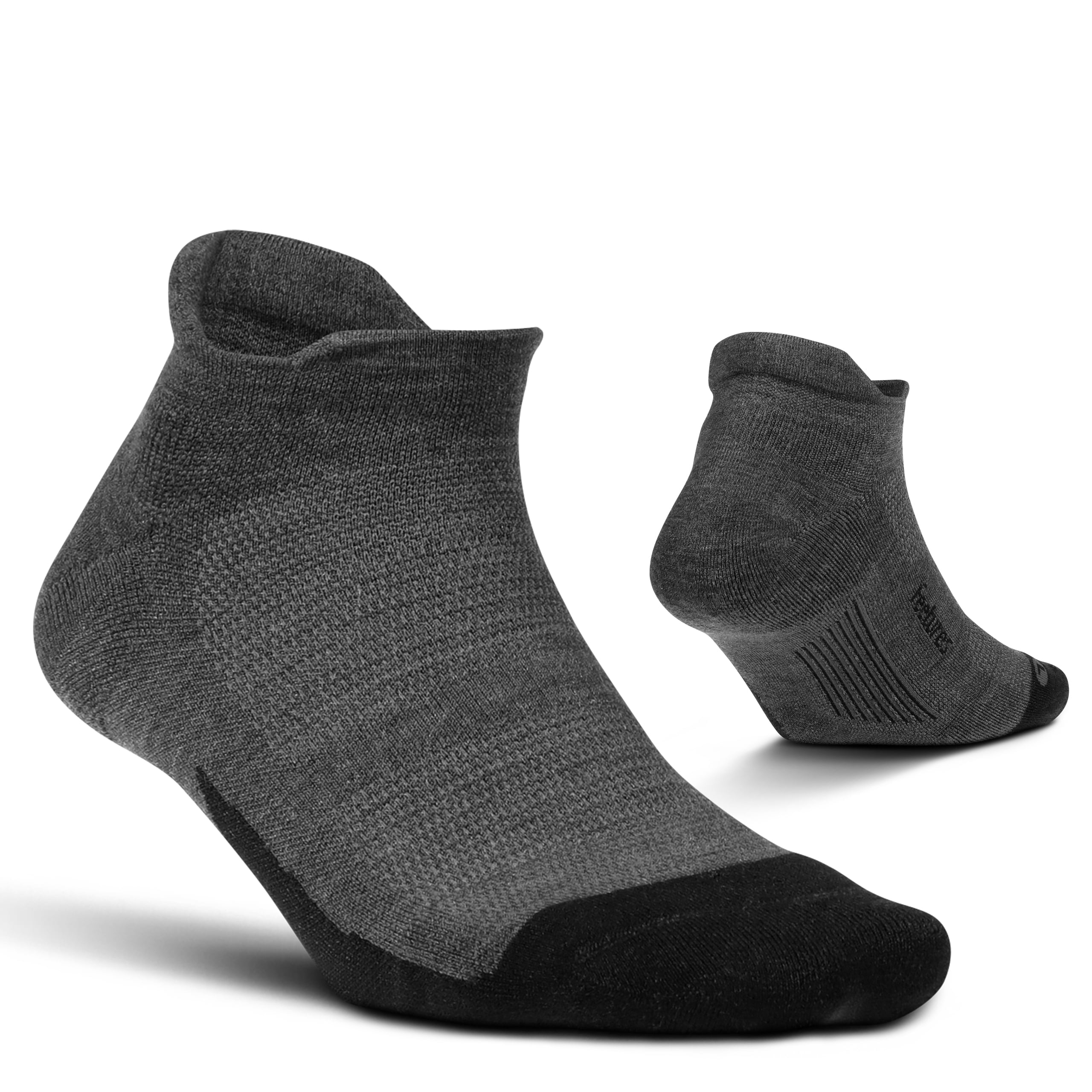 Feetures Merino 10 Cushion No Show Tab Sock Solid (Small, Gray ...