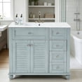 Fehomix 36-inch Bathroom Vanity with Ceramic Sink, Blue-gray ...
