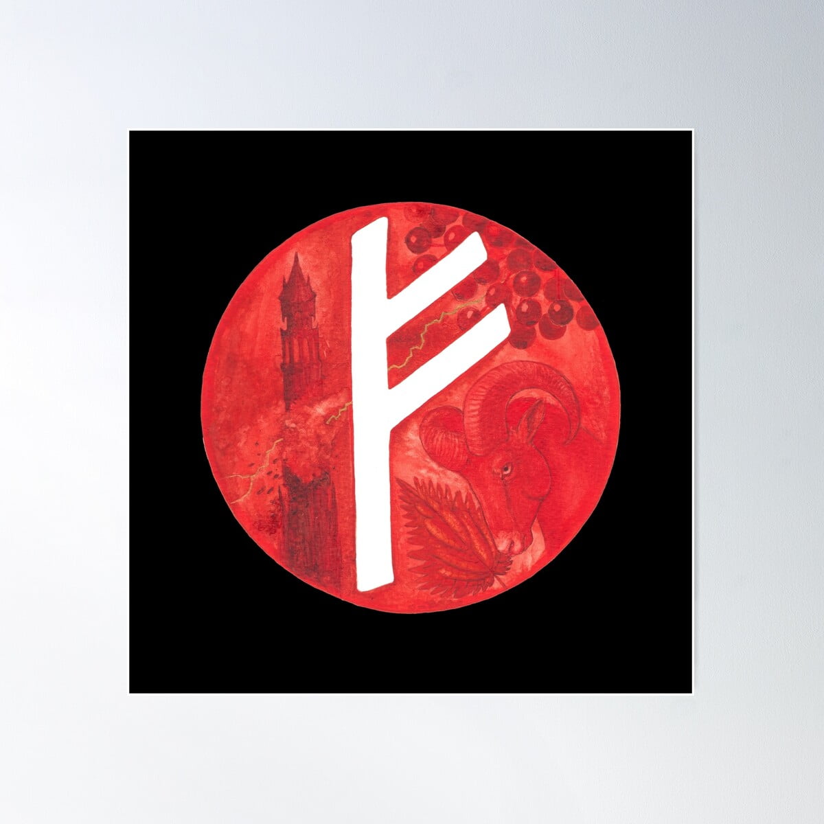 Fehu - Futhark Rune Of Wealth Poster Wall Art, Modern Wall Decor For ...