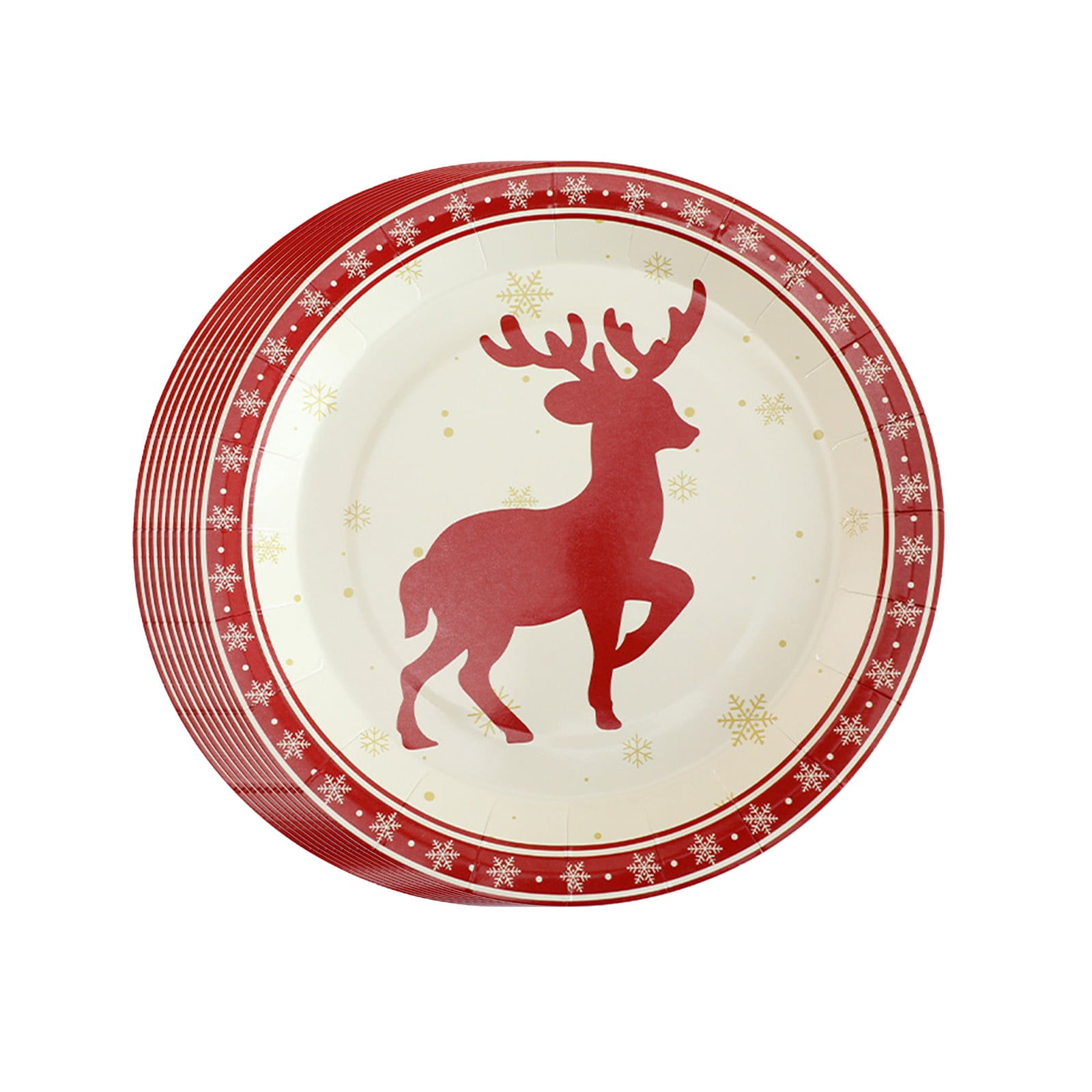 FeiFu 10pcs Christmas Paper Plates Disposable 9-Inch Reindeer Pattern ...
