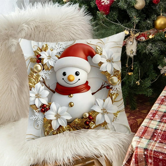 FeiFu 17.72x17.72in Christmas Printed Pillow Cover Xmas Holiday Cushion ...