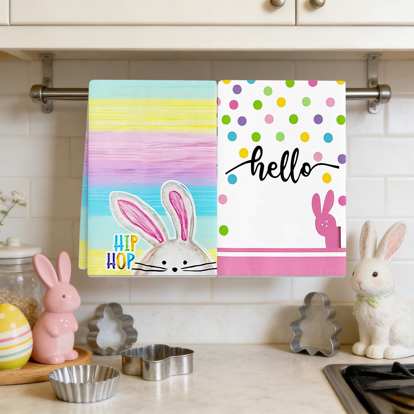 FeiFu 2 Pcs Easter Kitchen Towels Dish Towels Hand Towels 66x45CM ...