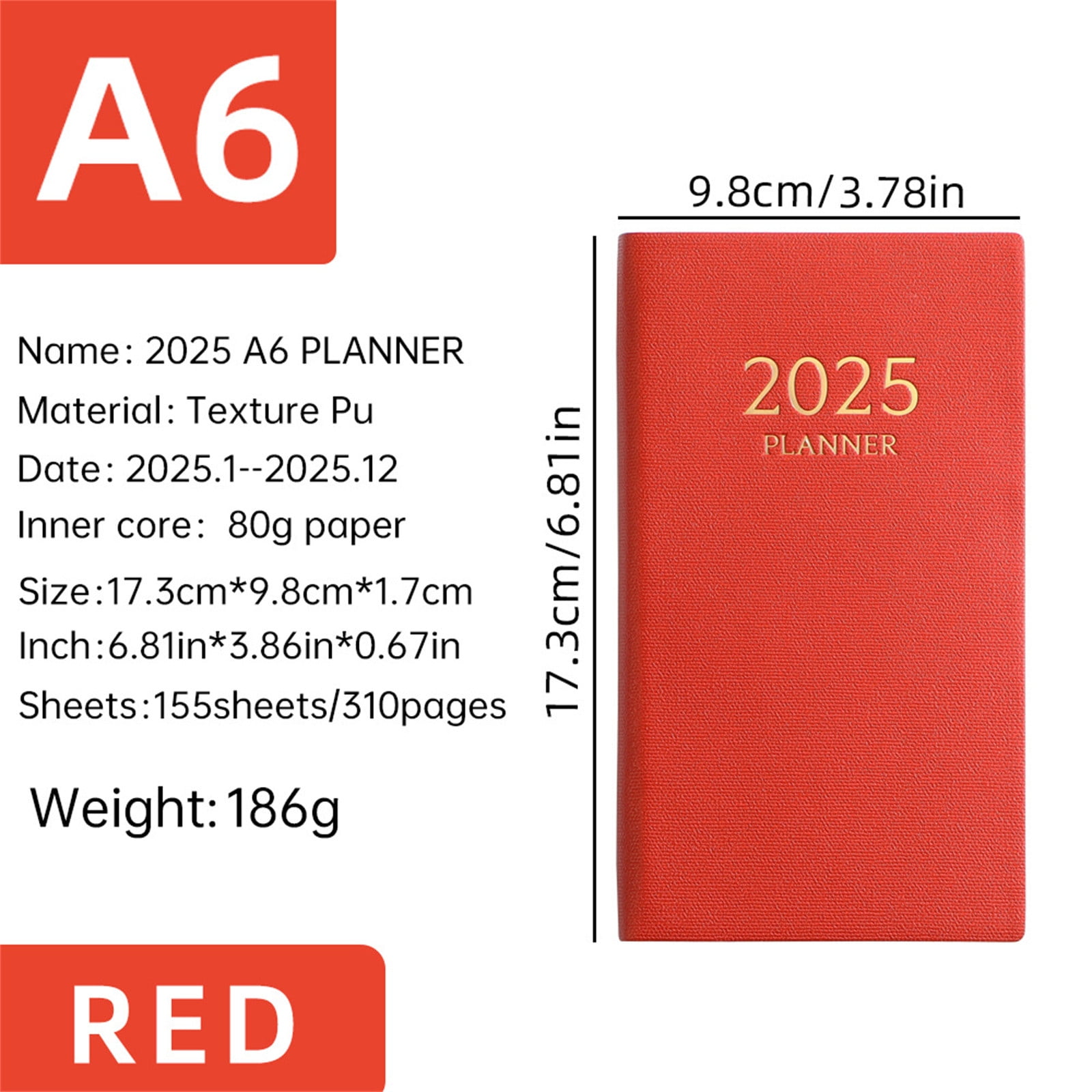 FeiFu 2025 Pocket Planner, A6 Weekly and Monthly Planner with Monthly ...