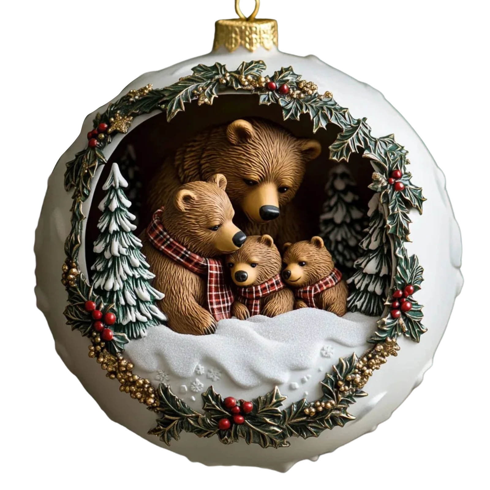 FeiFu 3.15 Inches Christmas Bear Family Acrylic Flat Hanging Signs Cute ...