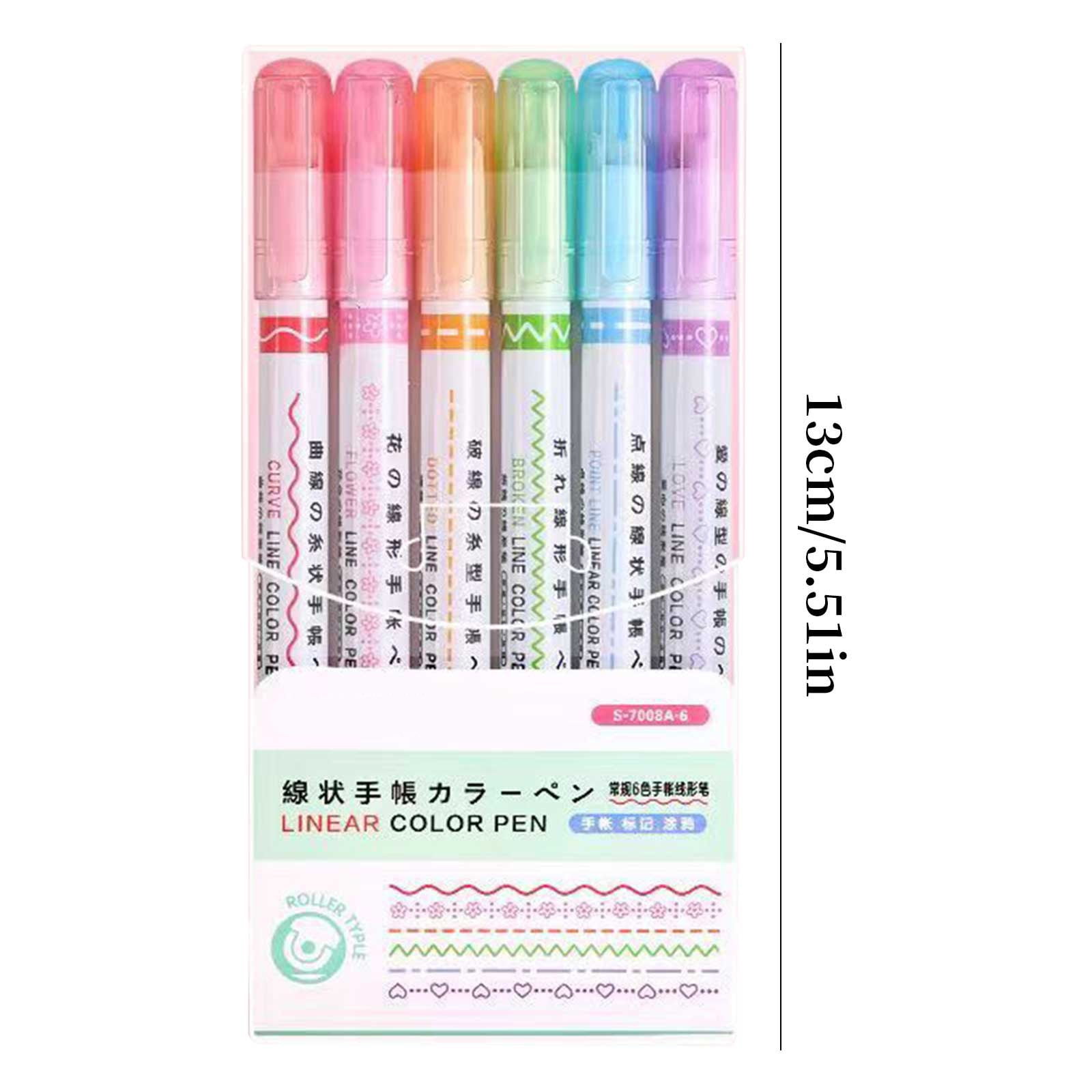 FeiFu 6pcs Curved Highlighter Pen for Note Take, Curved Pens Marker ...