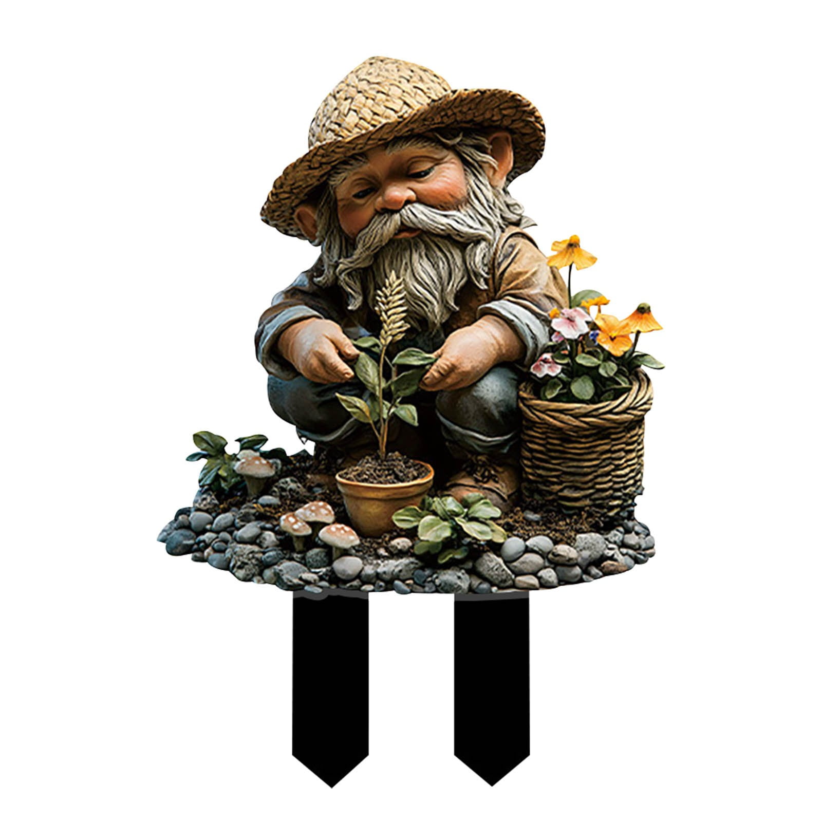 FeiFu Dwarf Ground Planting Ornament 2D Garden Stake Outdoor Potted ...