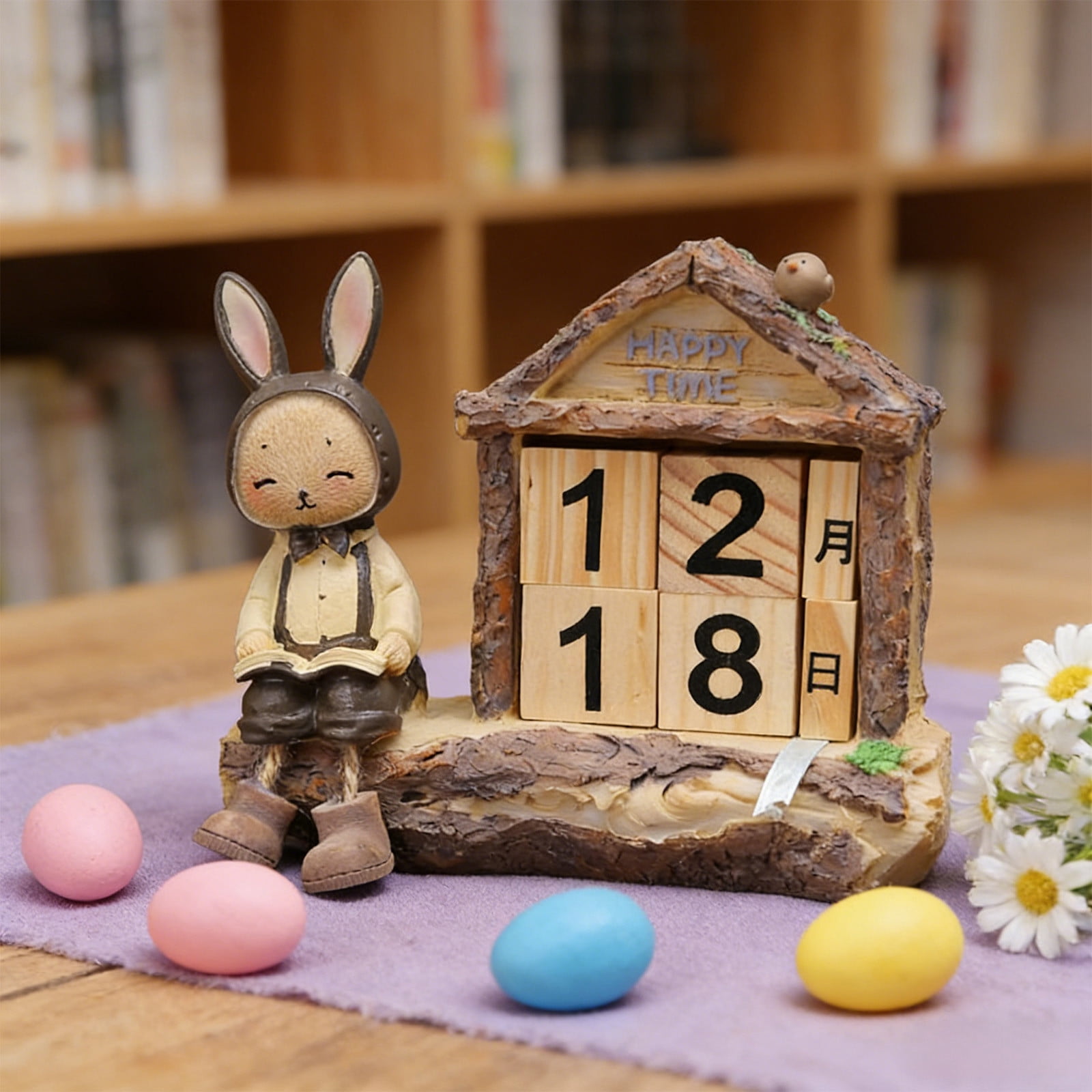 FeiFu Easter Creatives Desktop Calendar Wooden Tabletop Ornament ...