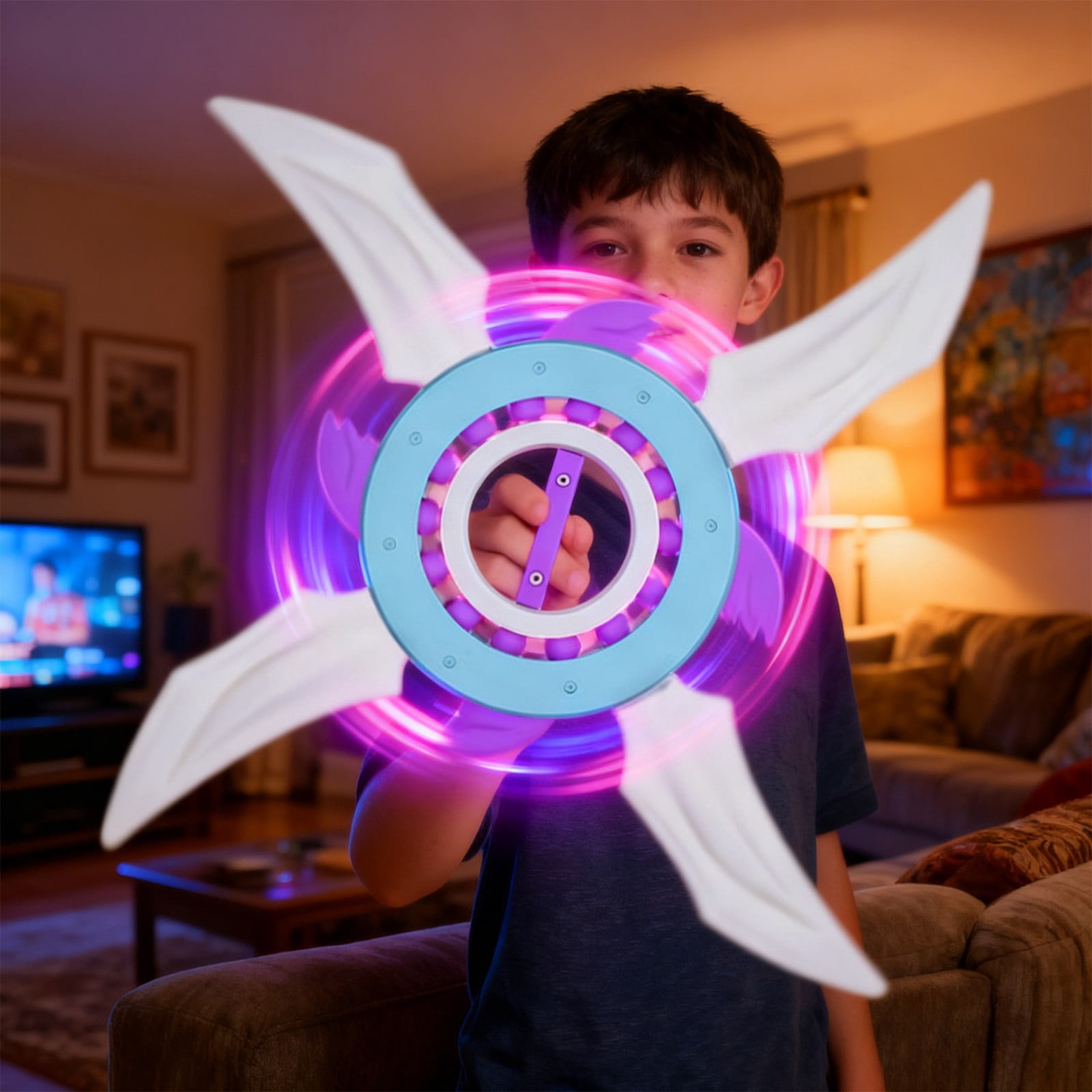 FeiFu Glowing Flying Wheel Rotating Shuriken Toy Cool Lights Seven ...