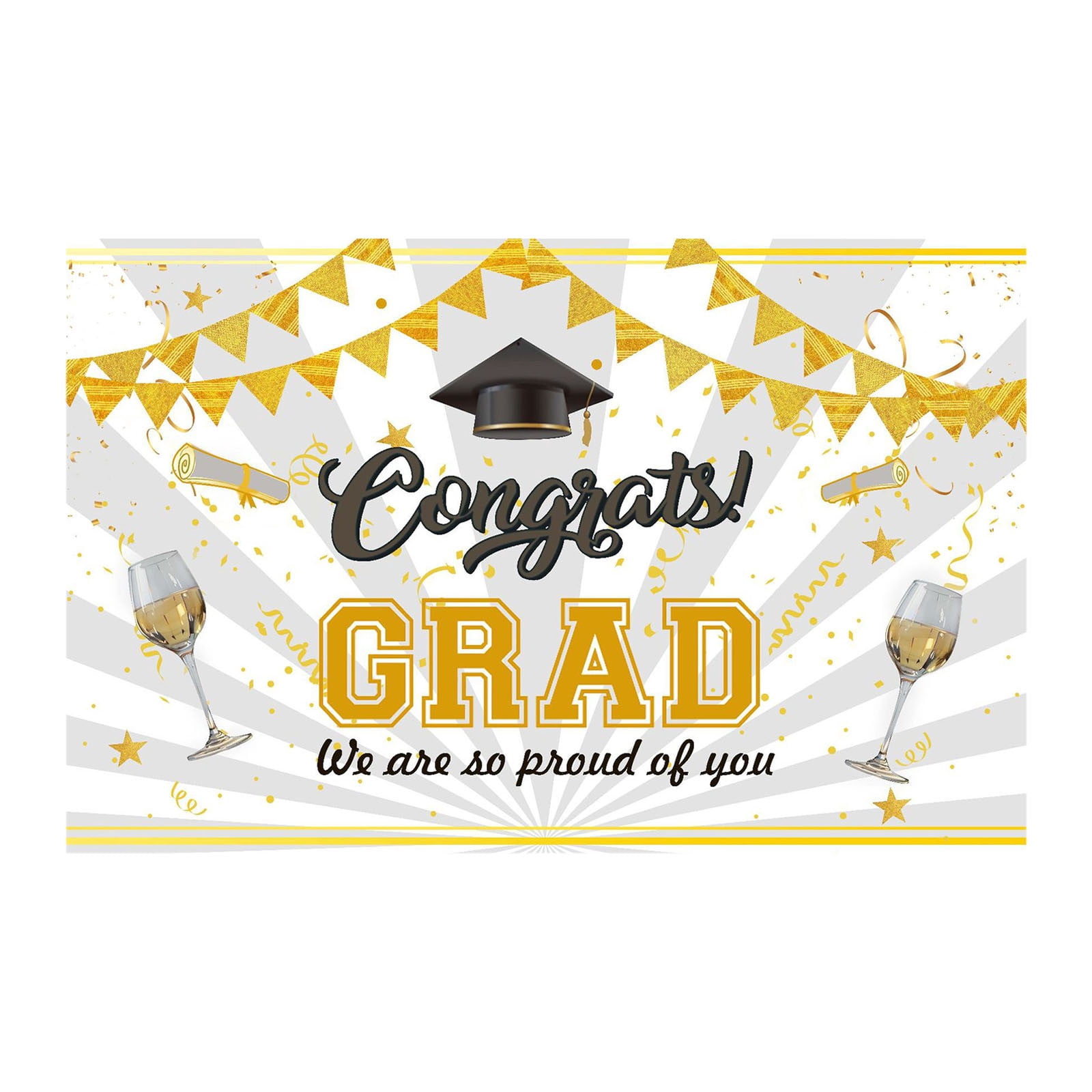 FeiFu Graduation Decorations 2025 Set Black Gold Themed Congrats Grad ...