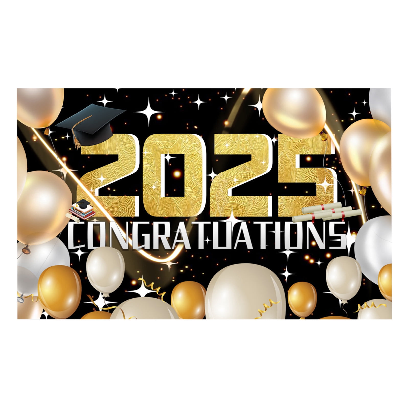 FeiFu Graduation Decorations Class of 2025,Black and Gold Grad ...