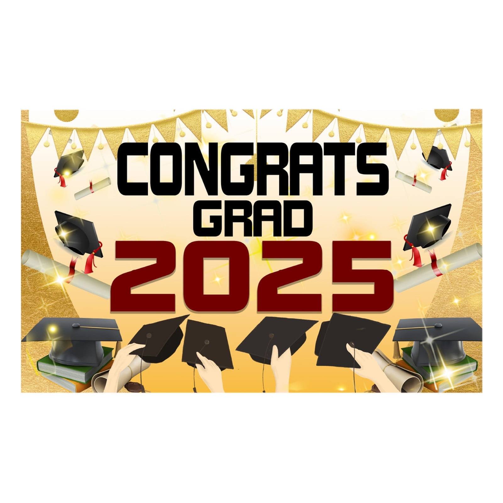 FeiFu Graduation Decorations Class of 2025,Black and Gold Grad ...