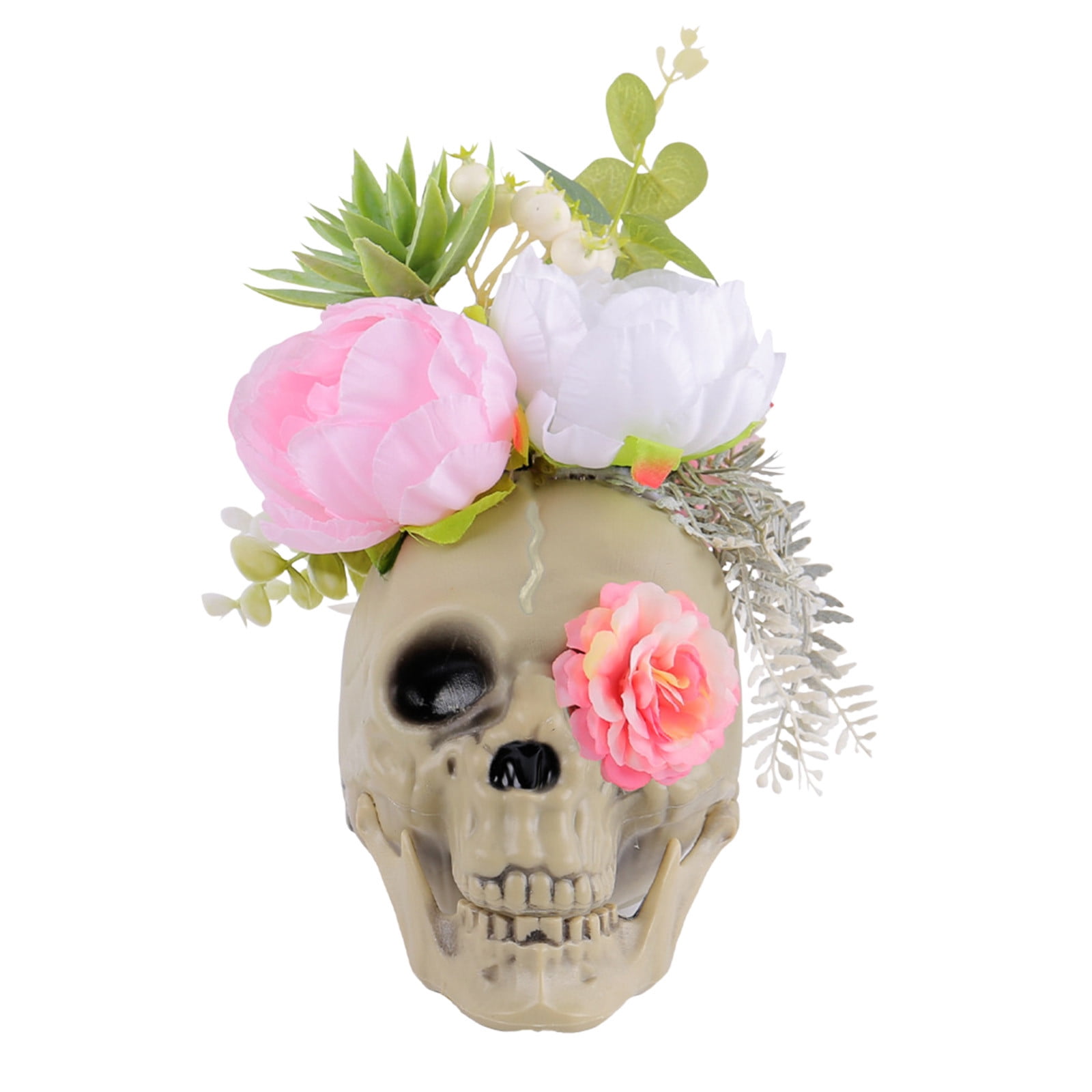 FeiFu Hallow-een Realistic Skull Props Vases Horror Chamber Sunflower ...