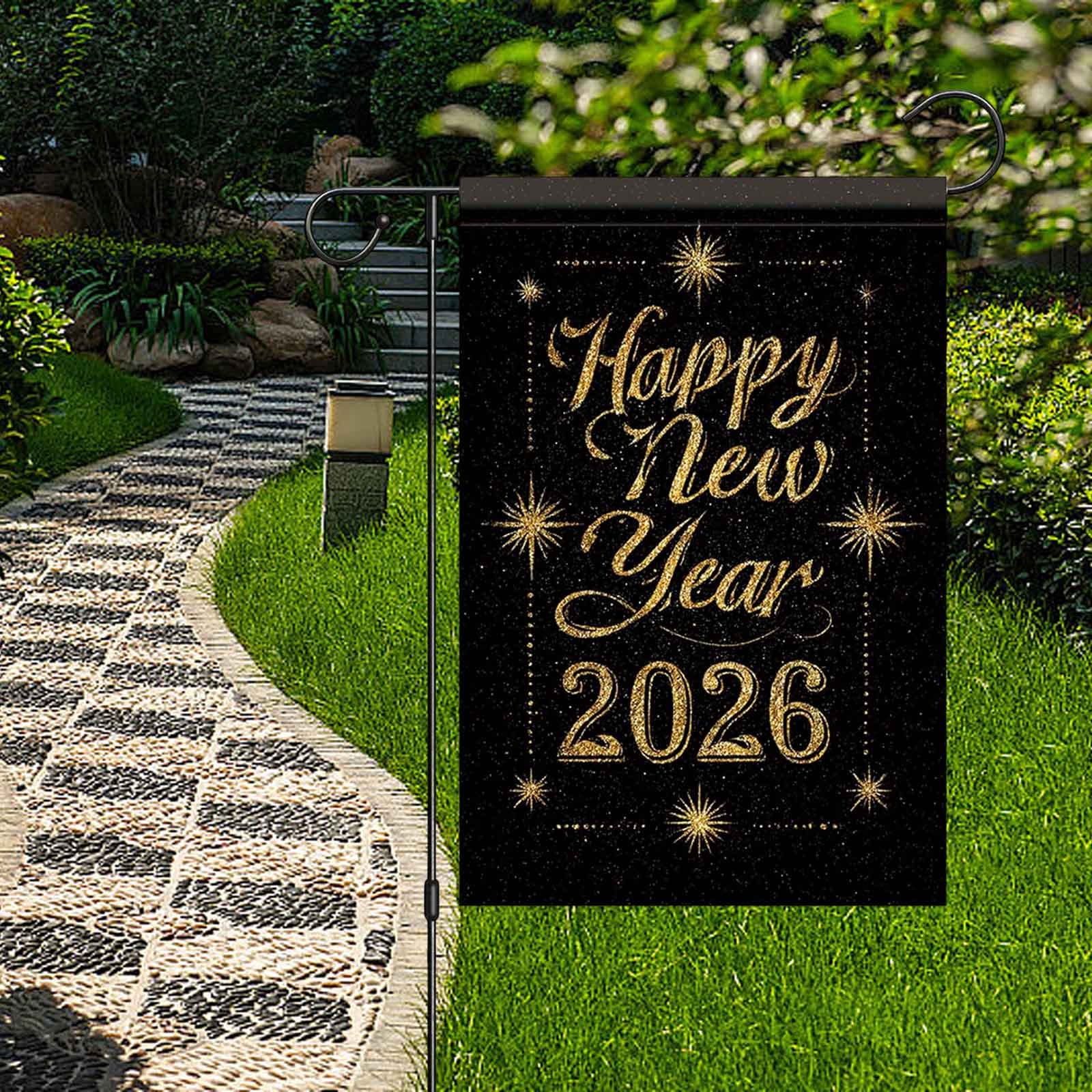 FeiFu Happy Year Garden Flag 30x45cm Linen Fabric Double-Sided Printed ...