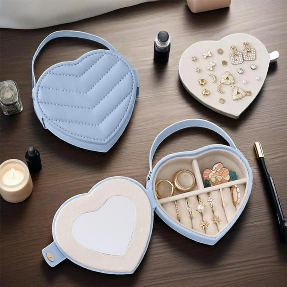 FeiFu Heart-Shaped Jewelry Box with Handle Portable Jewelry Storage ...
