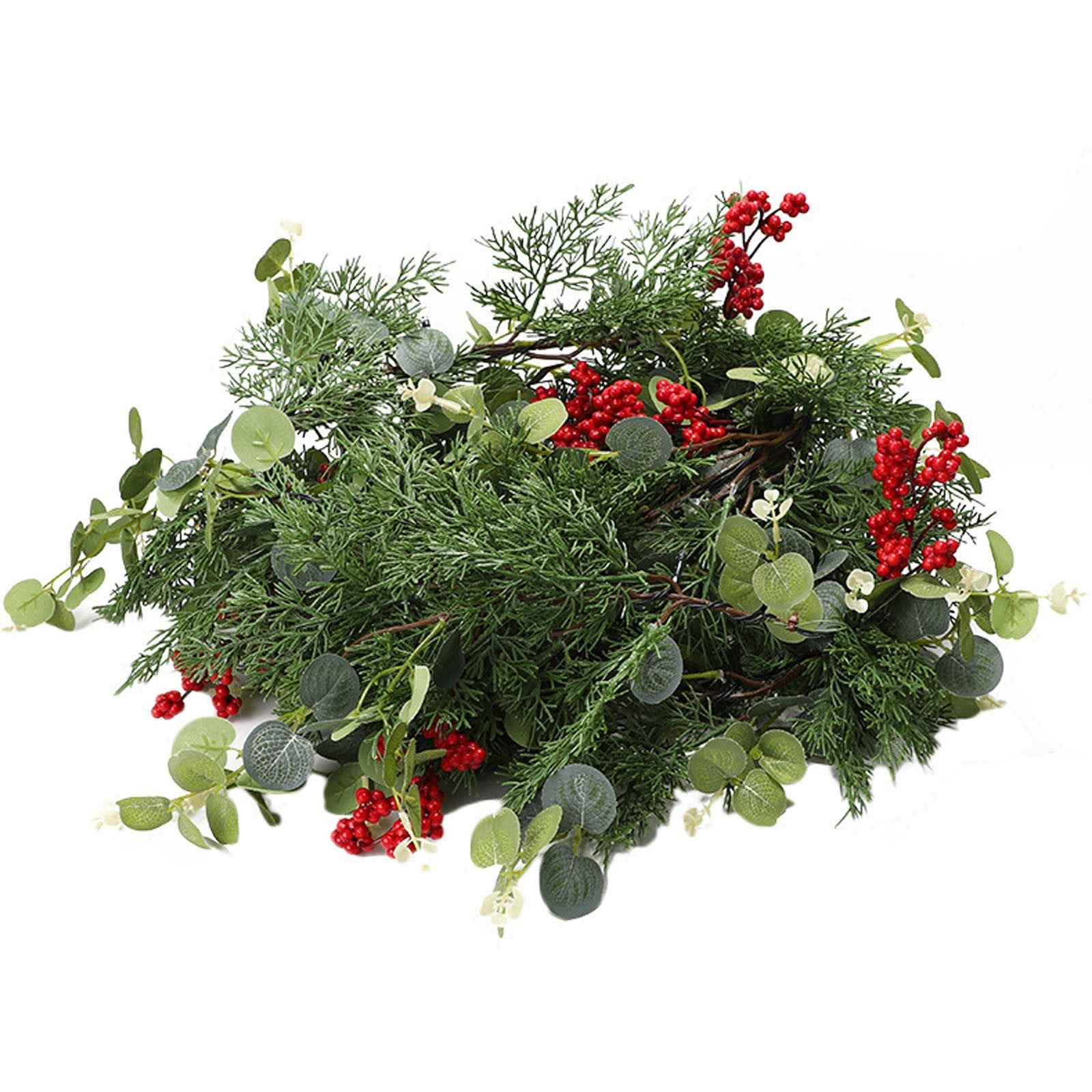 FeiFu LED Christmas Garland with Holly Pines Red Berry Garland with ...