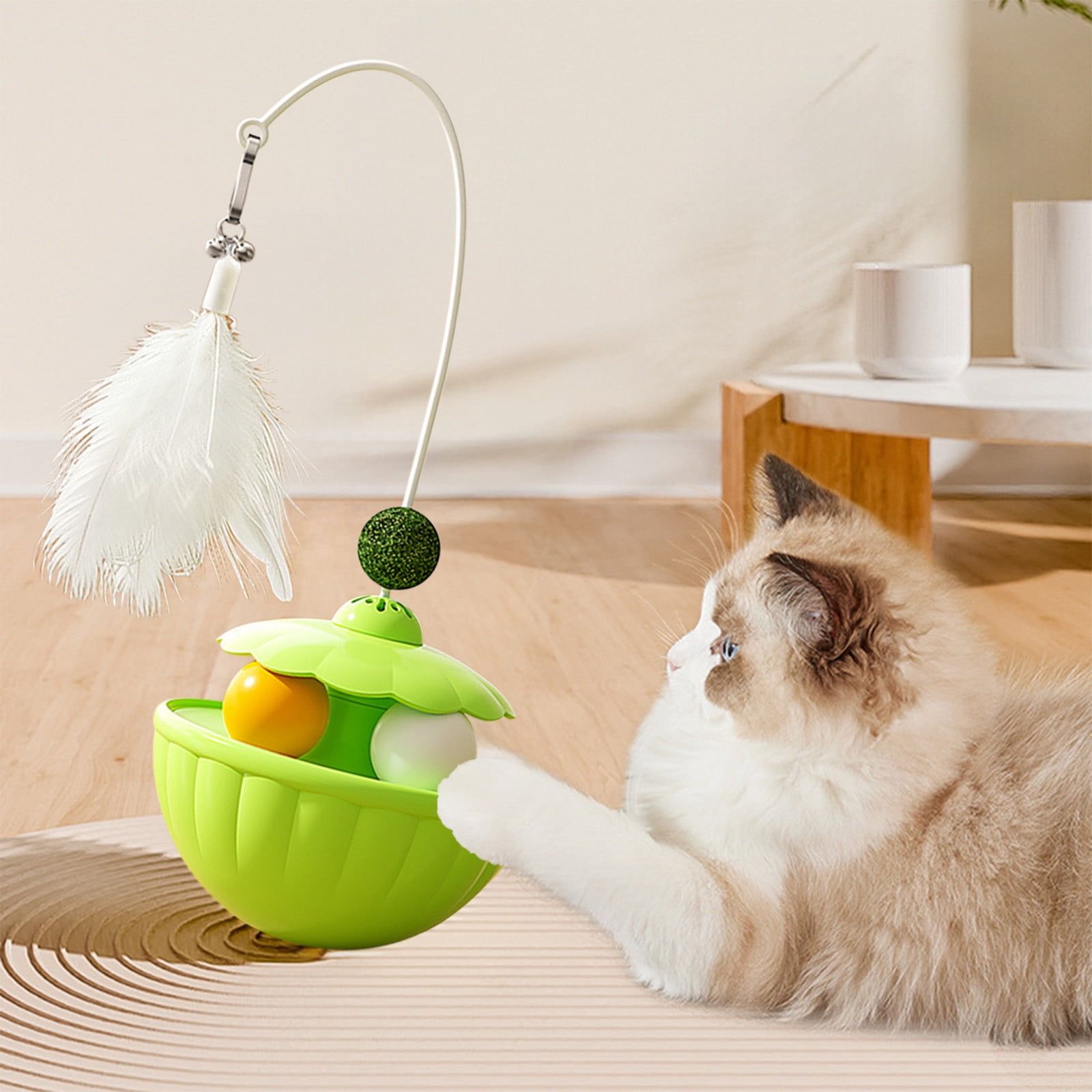 FeiFu Pet Tumbler Teaser Cats Toy Interactive Rotating Turntable Toy ...