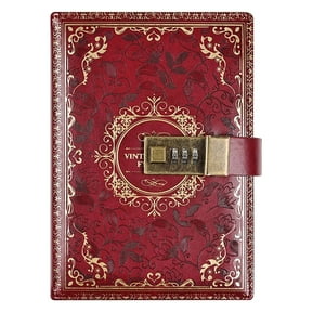 WEMATE Lock Diary with Lock, A5 Leather Cover, 240 Pages, Password ...