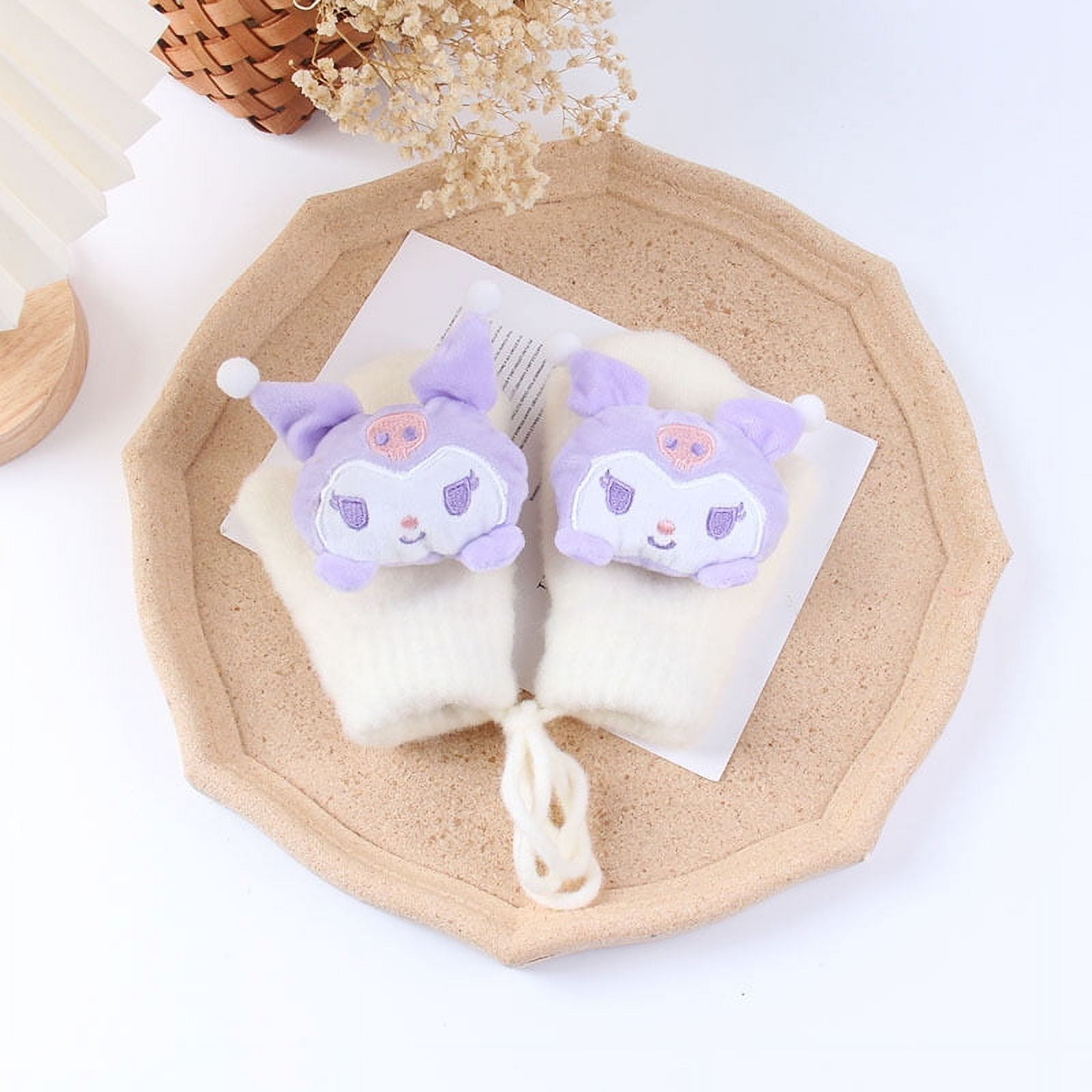 FeiKong Cinnamoroll Kids Gloves Hello Kitty My Melody Kuromi Pompom ...