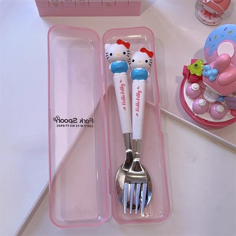 FeiKong Cute stainless steel Kuromi big ear dog spoon fork student ...