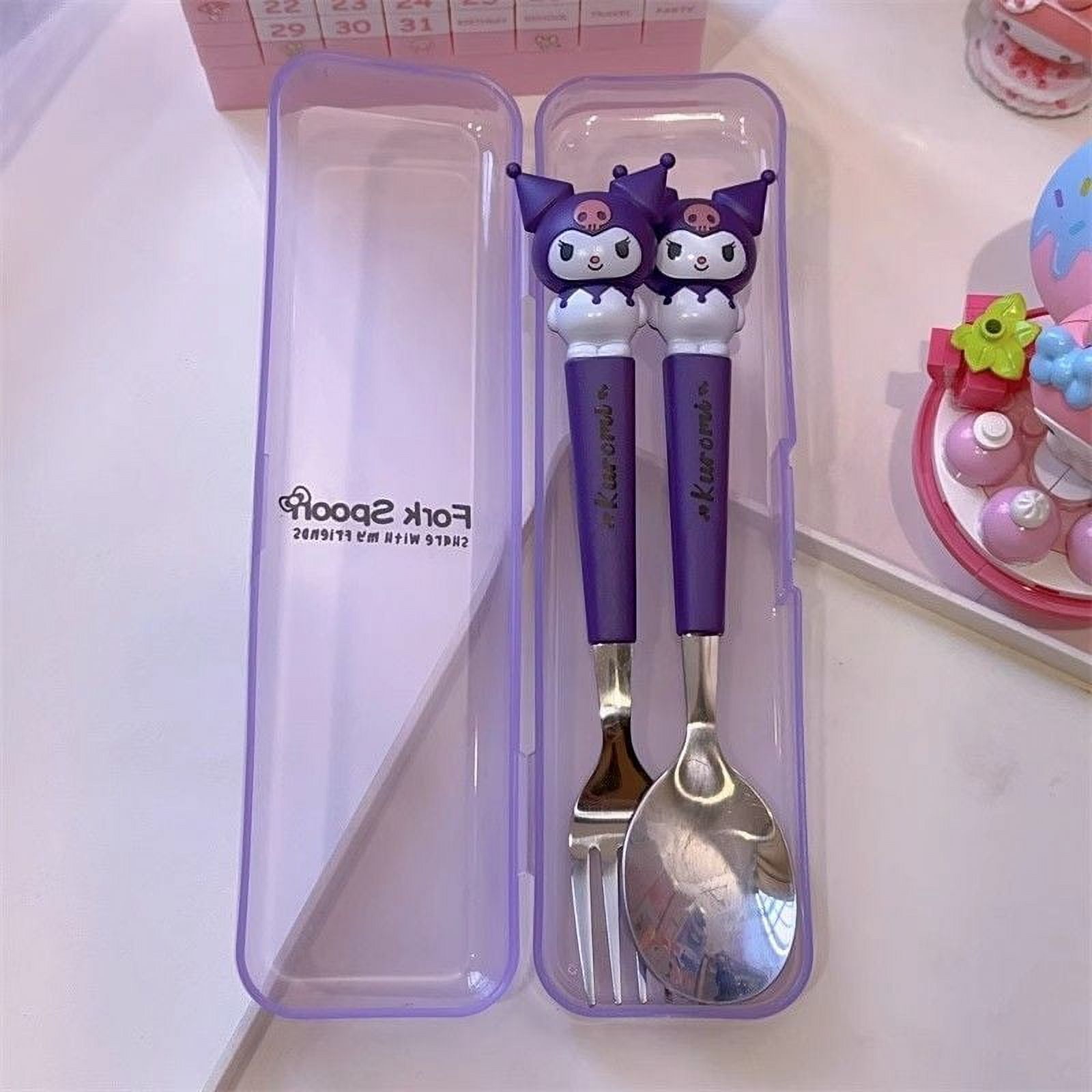 FeiKong Cute stainless steel Kuromi big ear dog spoon fork student ...