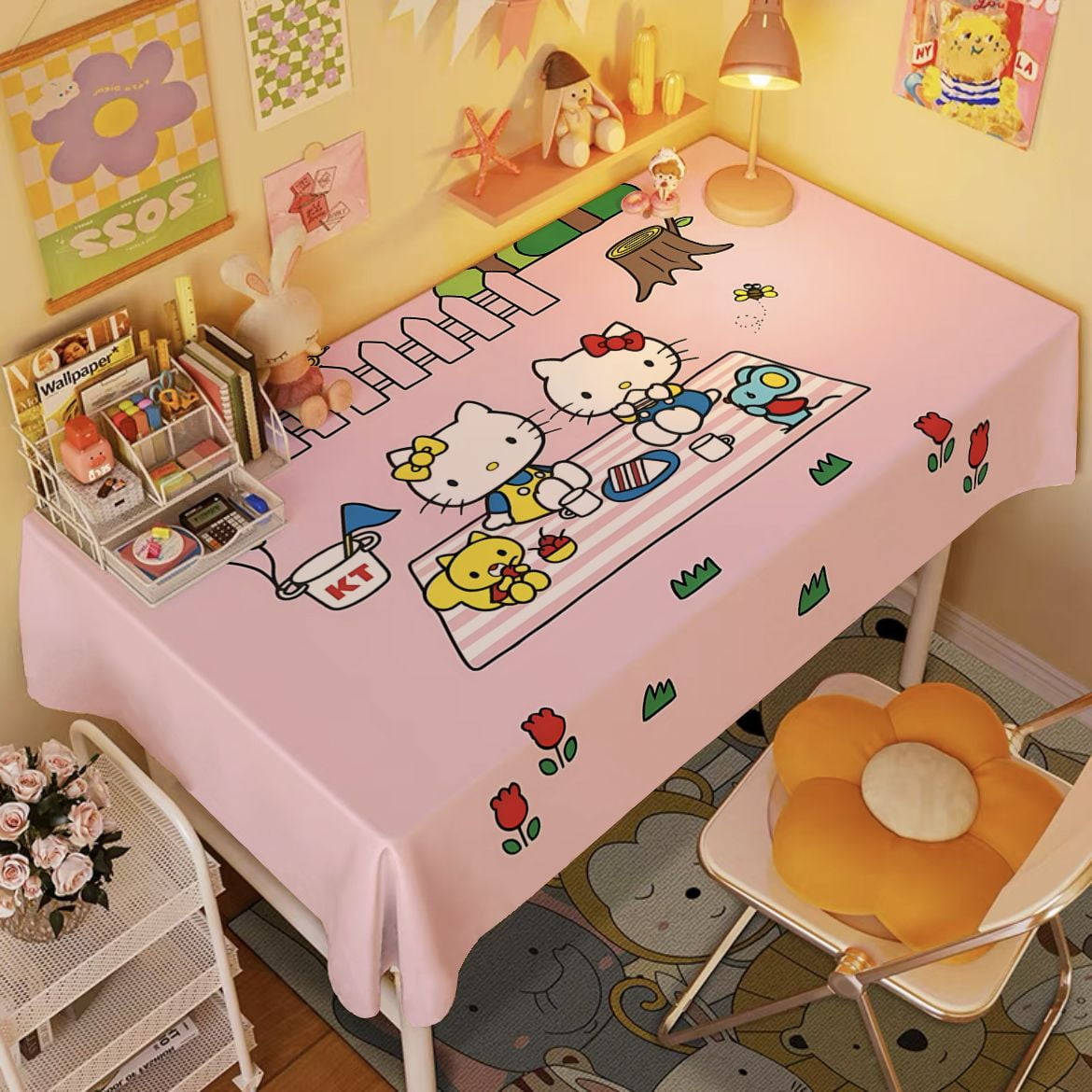 FeiKong Hellokitty Cartoon Tablecloth Dormitory Bedroom Learning ...