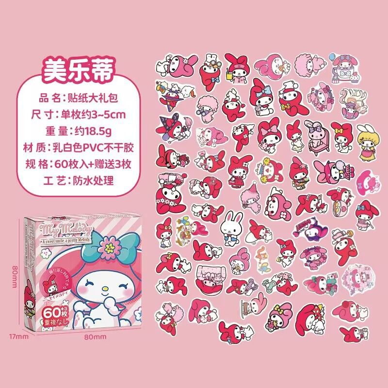 FeiKong Sanrio Cute Kuromi Cartoon Ledger Stickers Cinnamoroll Box ...