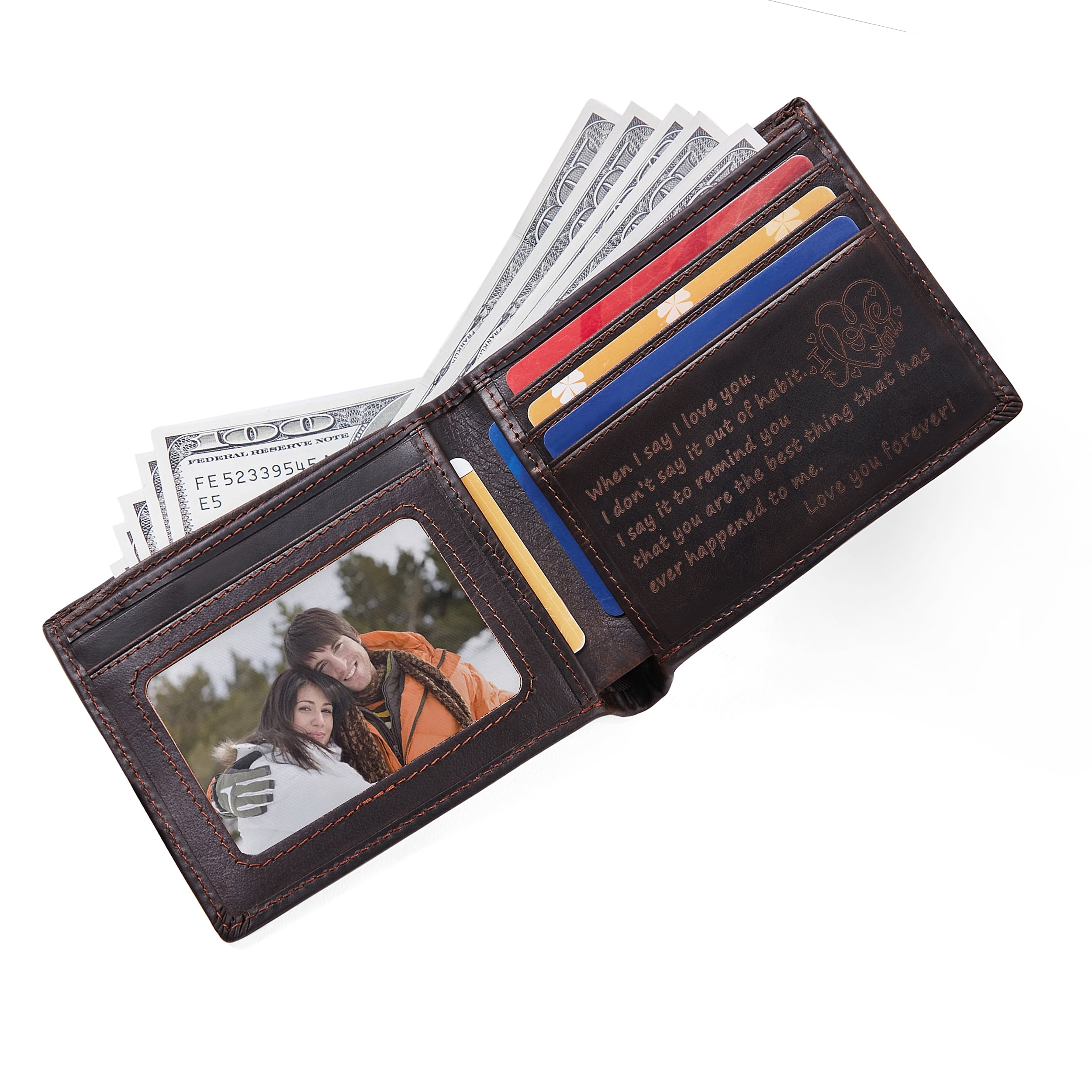 FeiYen Personalized Engraved Leather Wallet for Boyfriend Husband from ...