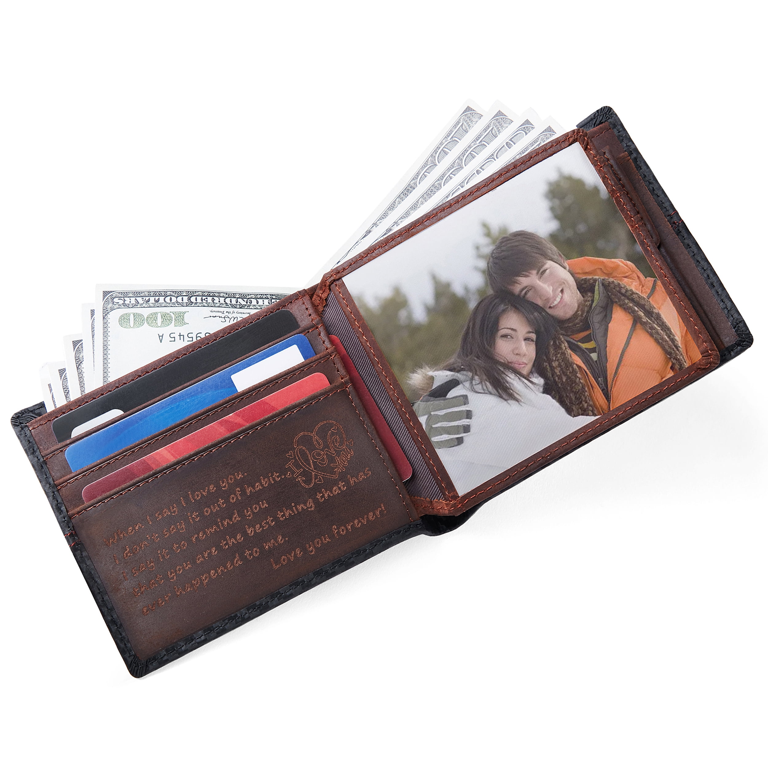 FeiYen Personalized Engraved Leather Wallet for Boyfriend Husband from ...