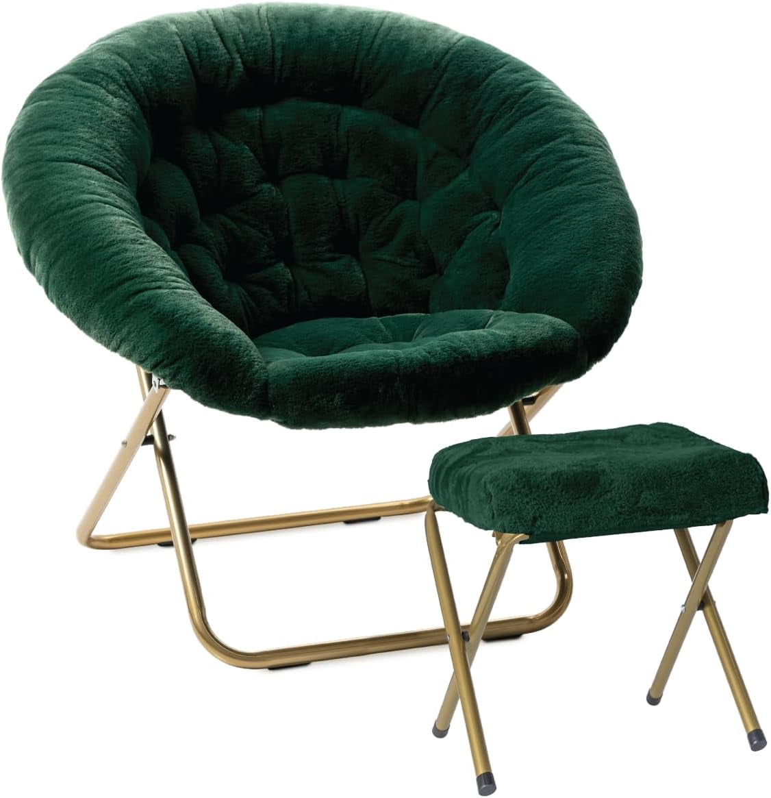 FeiZen Cozy Chair with Footrest Ottoman/Faux Fur Saucer Chair for ...