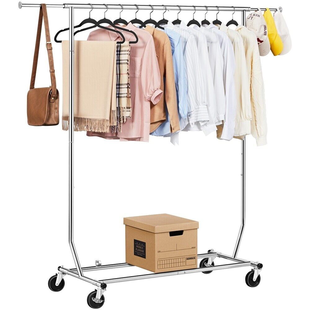 FeiZen Mobile Clothes Rack on Wheels – Heavy Duty Garment Rack for ...