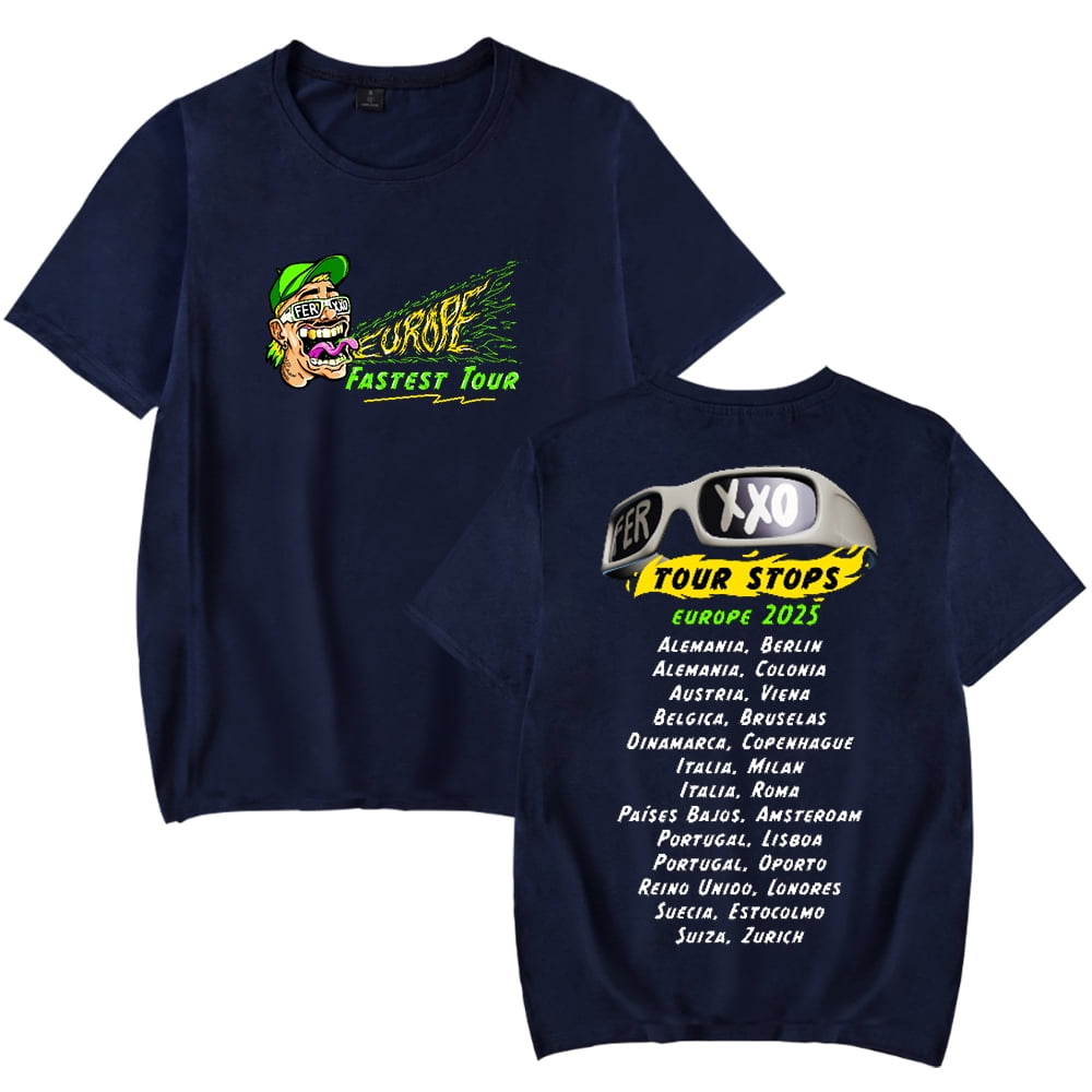 Feid Ferxxo Europe Fastest Tour T-Shirt Women Men Crewneck Casual Short ...