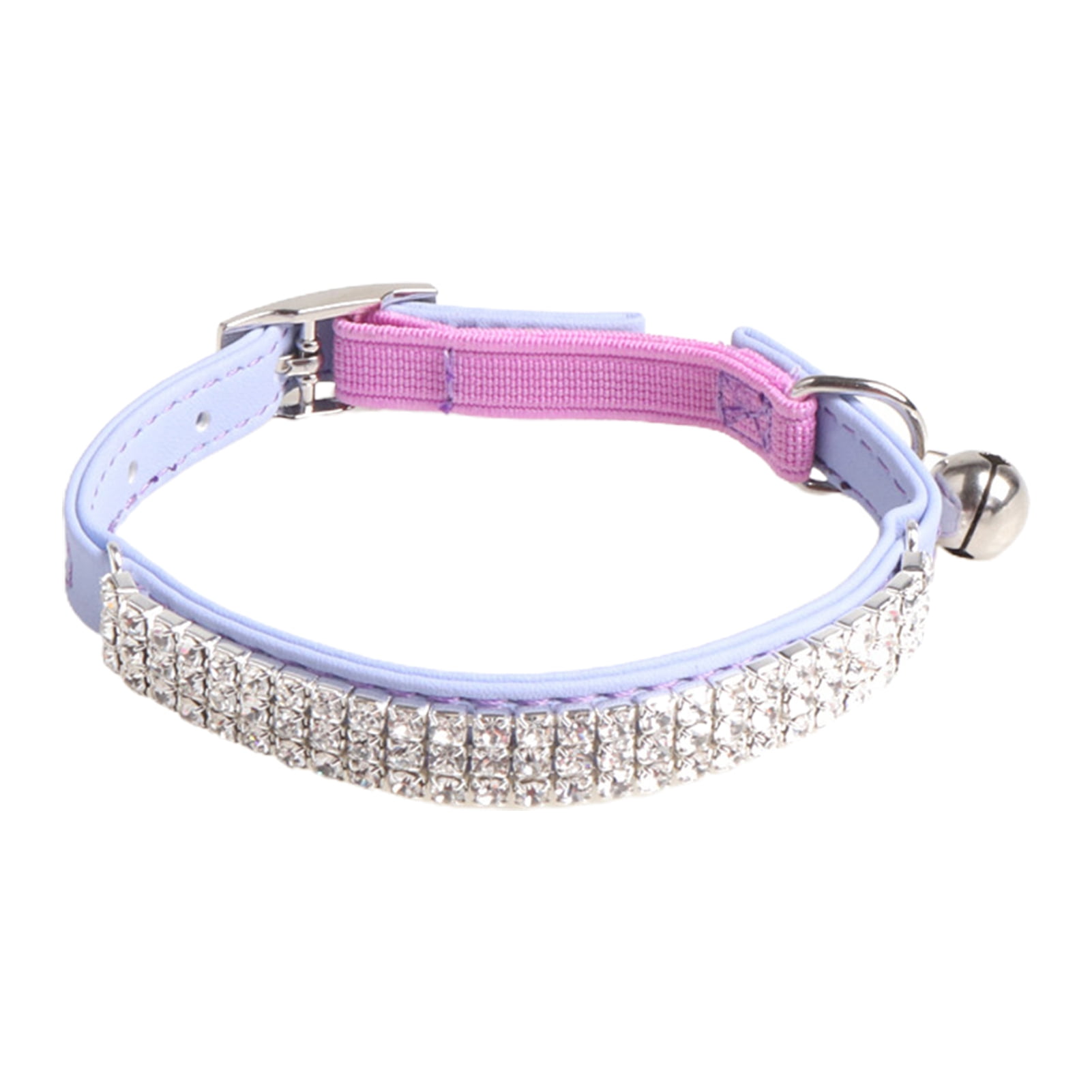 Feierber Bling Pet Collar Rhinestone Bell Faux Leather Small Medium ...